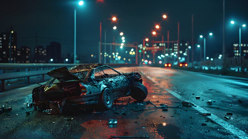 Car accident at night stock image. Image of blur, speed - 320089867