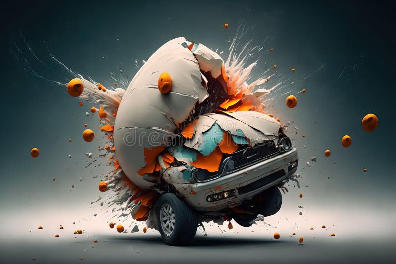 When a Car Accident Occurred, an Airbag Exploded Stock Illustration ...