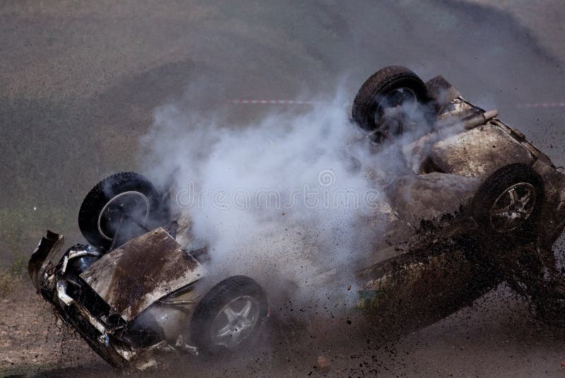 Car Accident. Rally Racing. the Car Landed. Stock Photo - Image of auto ...