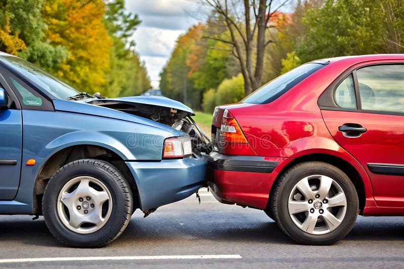 Car Accident: Rear-End Collision on the Road Stock Illustration ...