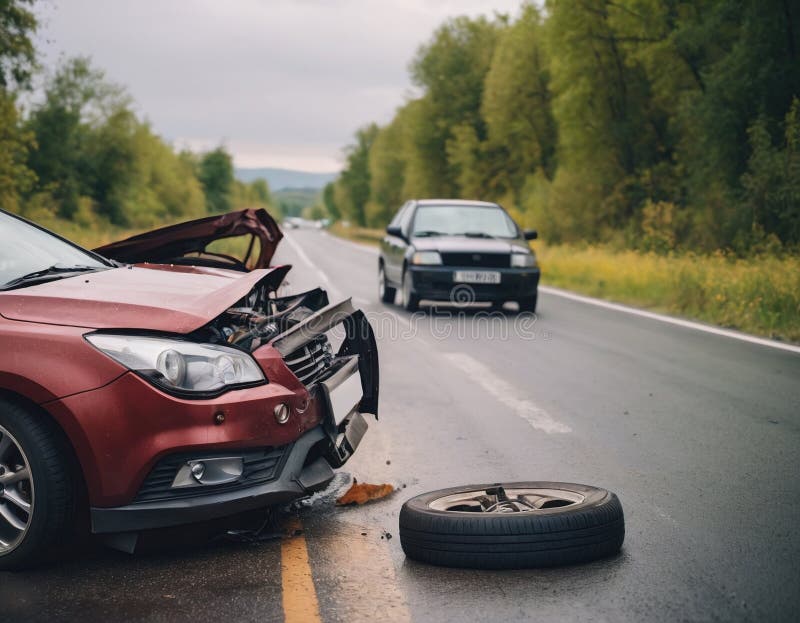 Car Accident on the Road after Collision with Another Car on the Road ...