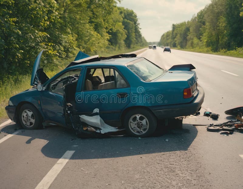 Car Accident on the Road after Collision with Another Car on the Road ...