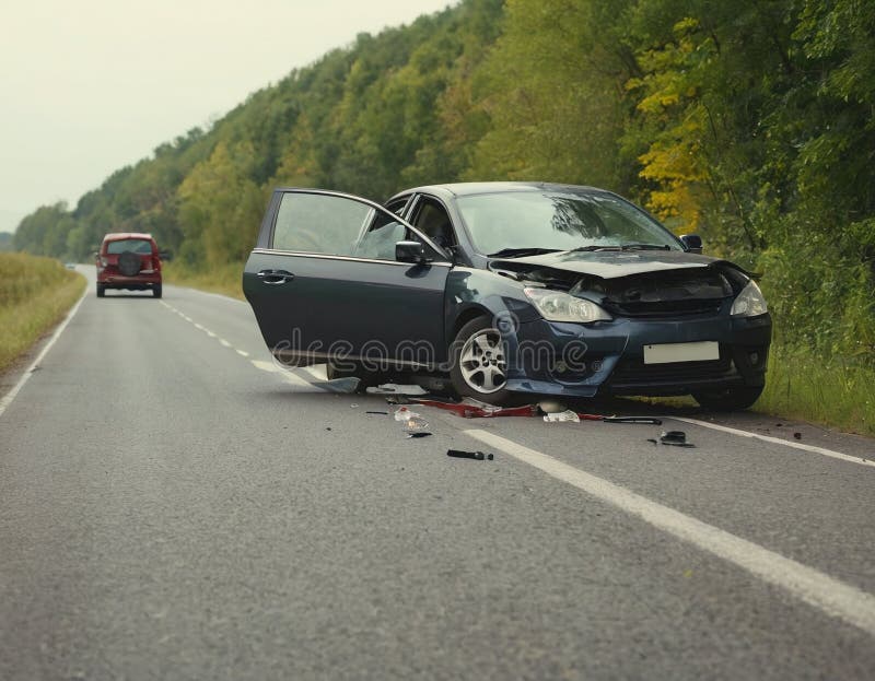 Car Accident on the Road after Collision with Another Car on the Road ...