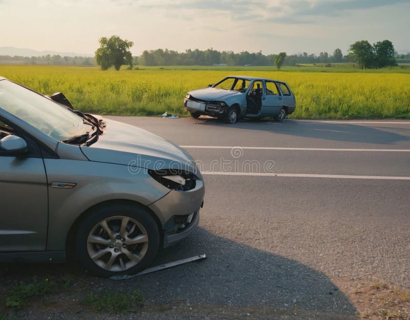 Car Accident on the Road after Collision with Another Car on the Road ...