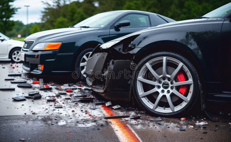 Car Accident on the Road after Collision with Another Car on the Road ...