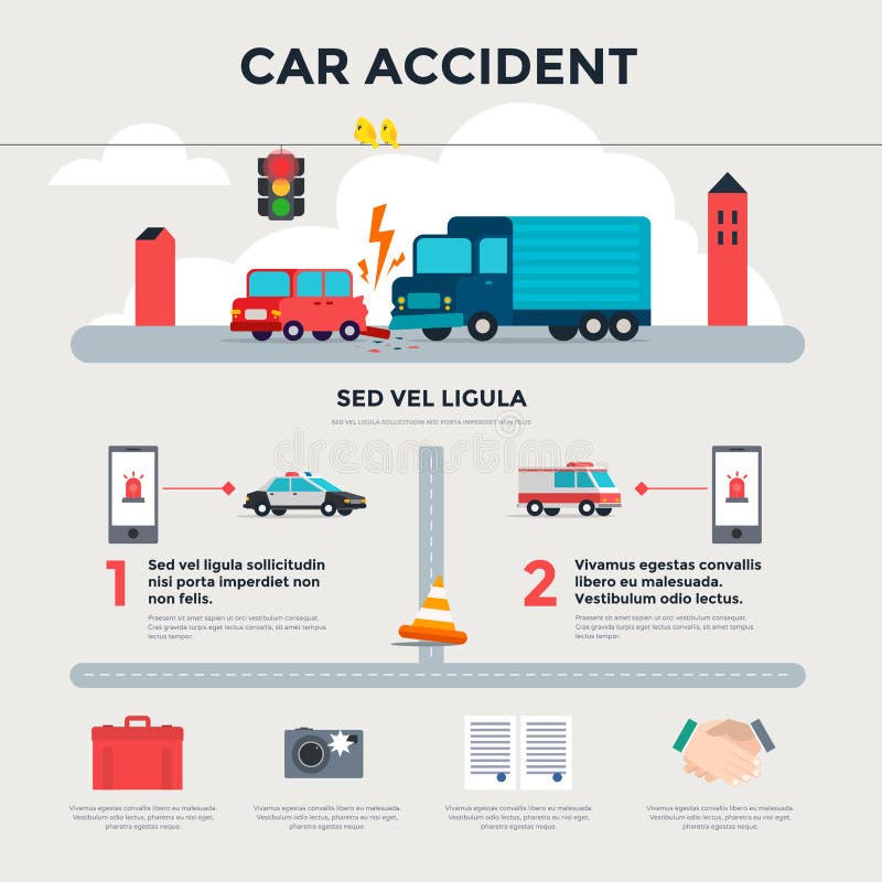 Car Accident on the Road. Infographics. Stock Vector - Illustration of ...