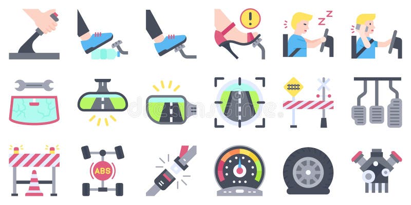 Car Accident and Safety Related Flat Icon Set 3 Stock Vector ...