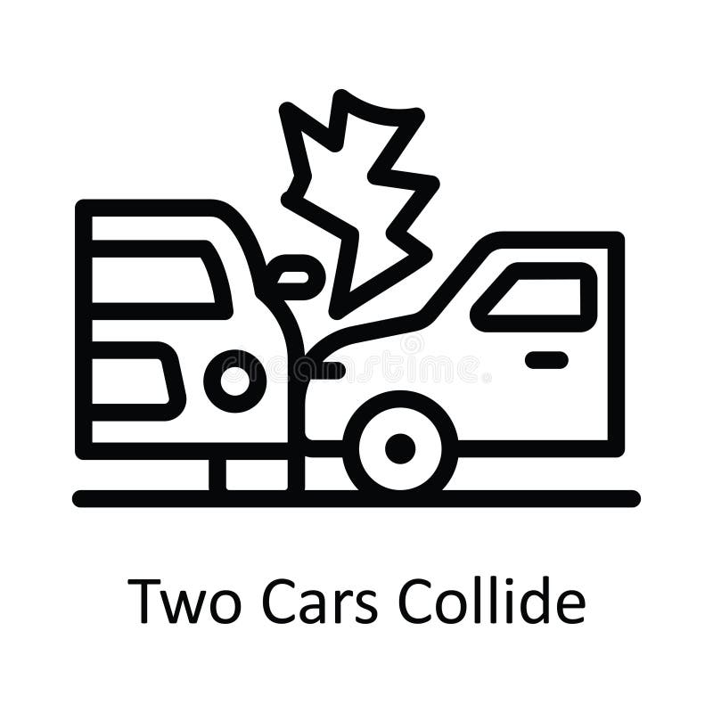 Car Collision Vector Outline Icon Design Illustration. Car Accident ...