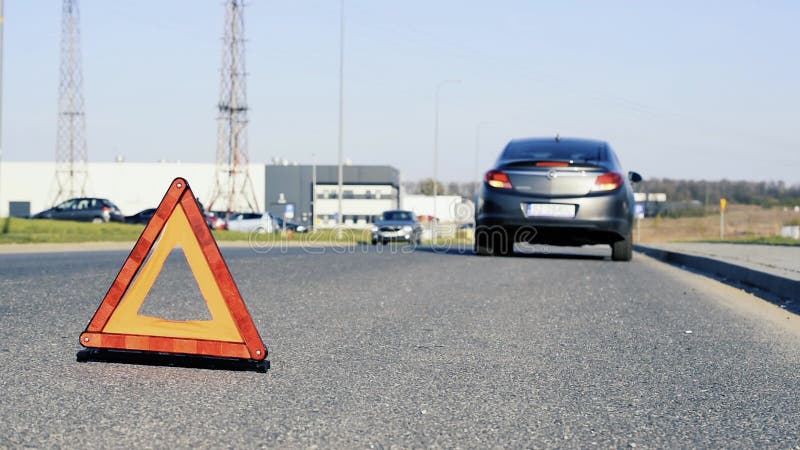 Car Accident Triangle. Auto Vehicle Broken Down on Road. Motor Car ...