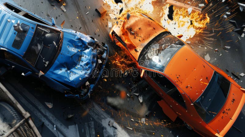 Car Accident with Two Cars Colliding. Generative AI. Stock Illustration ...