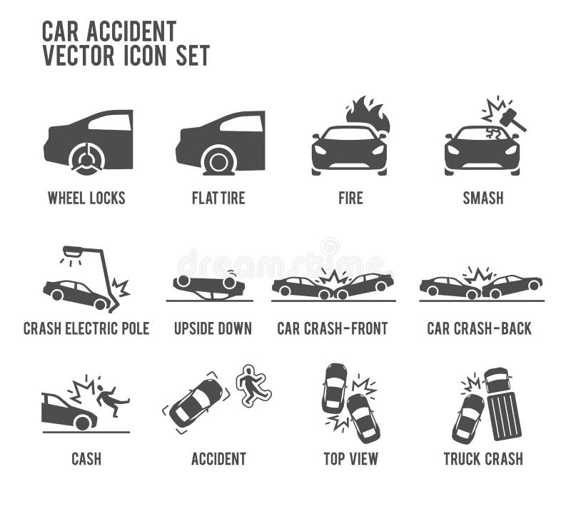 Car Accident Vector Icon Illustration Stock Vector - Illustration of ...