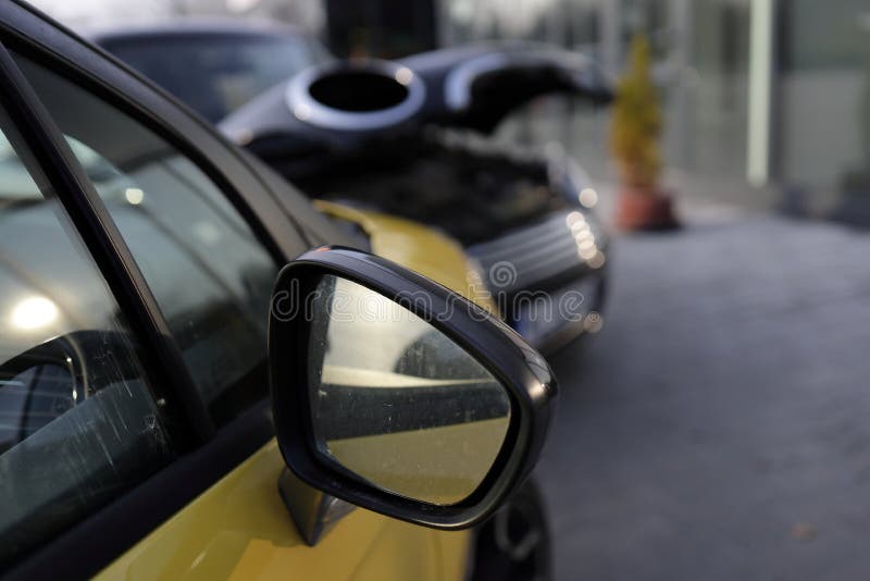Car Accident between a Yellow and a Black Car Stock Image - Image of ...