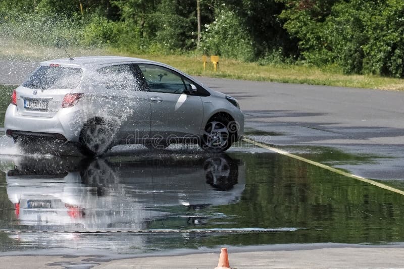 Car at ADAC Driving Safety Aquaplaning Training Editorial Stock Image ...