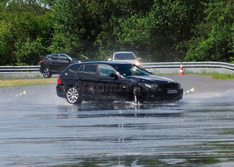 Car at ADAC Driving Safety Aquaplaning Training Editorial Photography ...