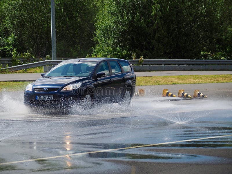 Car at ADAC Driving Safety Aquaplaning Training Editorial Stock Image ...