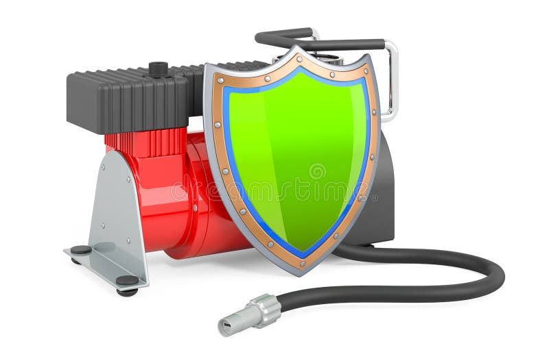 Car Air Compressor with Shield, 3D Rendering Stock Illustration ...