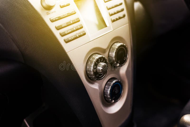 Car Air Conditioner System,Button on Dashboard in Dirty Car Panel Stock ...