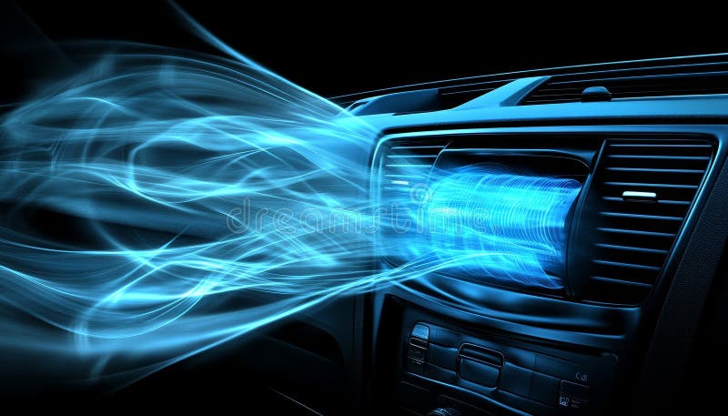 Car Air Conditioning Blowing Cold Air with Blue Smoke Effect,. Modern ...