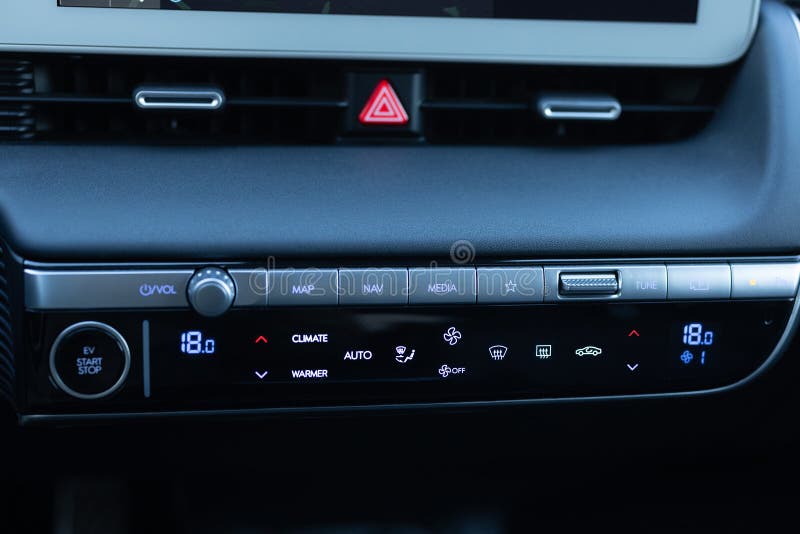 Car Air Conditioning Button Inside a Car. Modern Car Climate Control ...