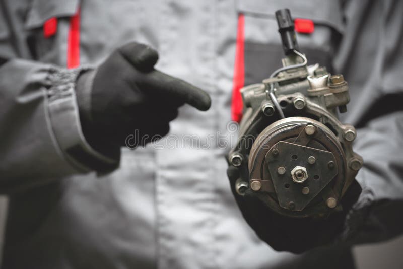 Car Air Conditioning Compressor Stock Photo - Image of industry, broken ...