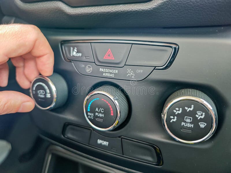 Car Air Conditioning Control Stock Image - Image of passengers ...
