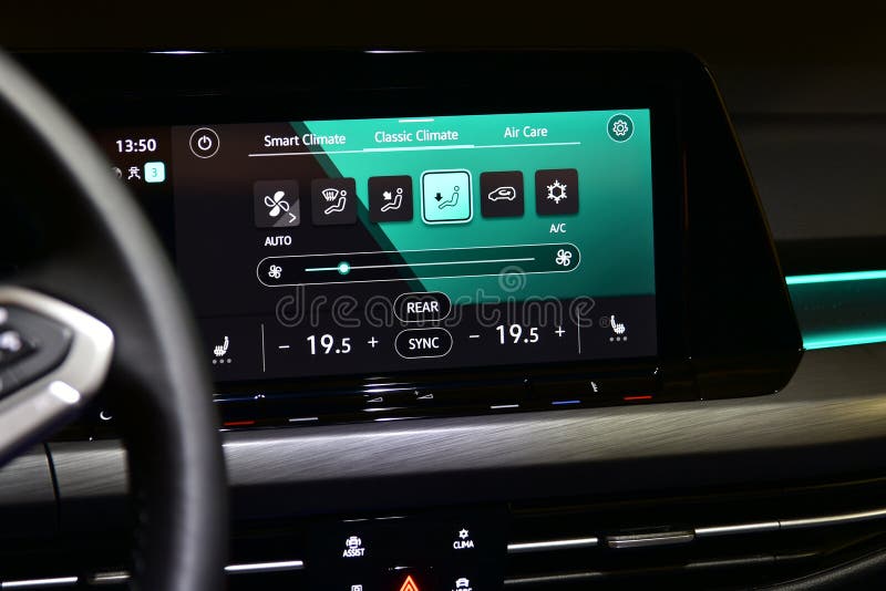 Car Air Conditioning Panel on the Luxury Car Console. Car Climate ...