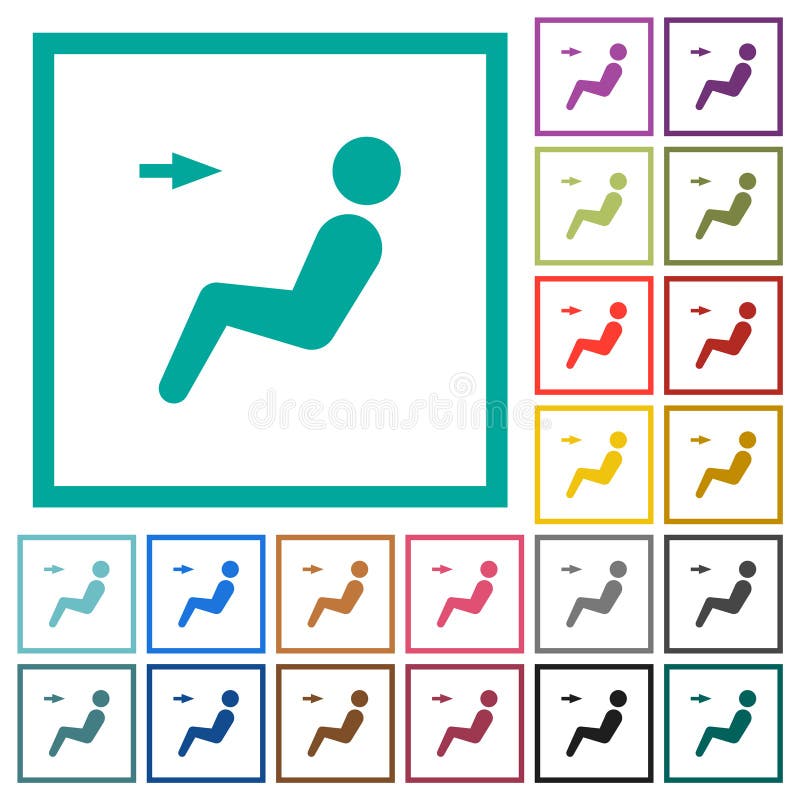 Car Air Flow Direction Foot and Defrost Vivid Colored Flat Icons Stock ...