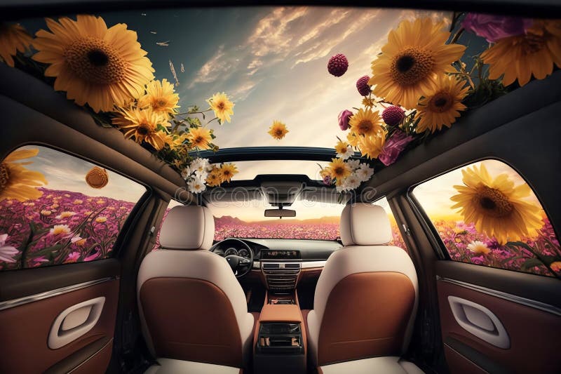 Car Air Freshner Concept. Fresh Flower Scent in the Air. Generative AI ...