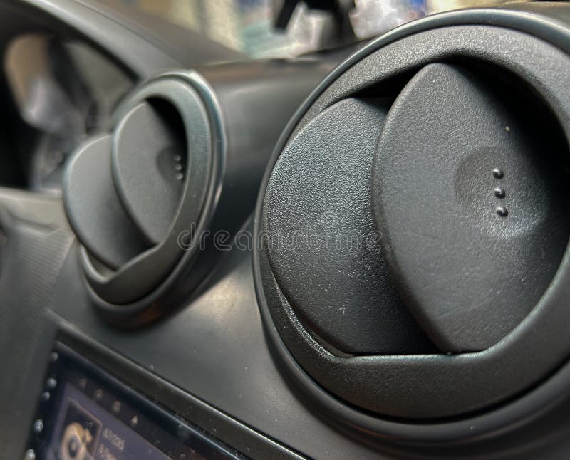 Car Air Vents on Dashboard Panel Stock Photo - Image of console, round ...