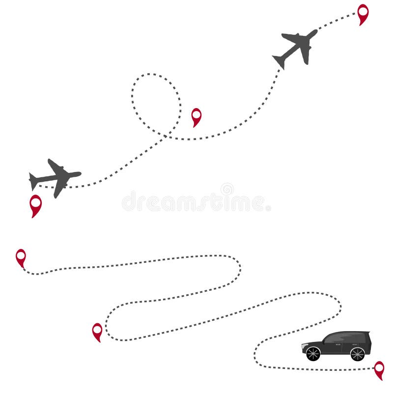 Airplane Routes Set. Plane Paths. Aircraft Tracking, Planes, Travel ...