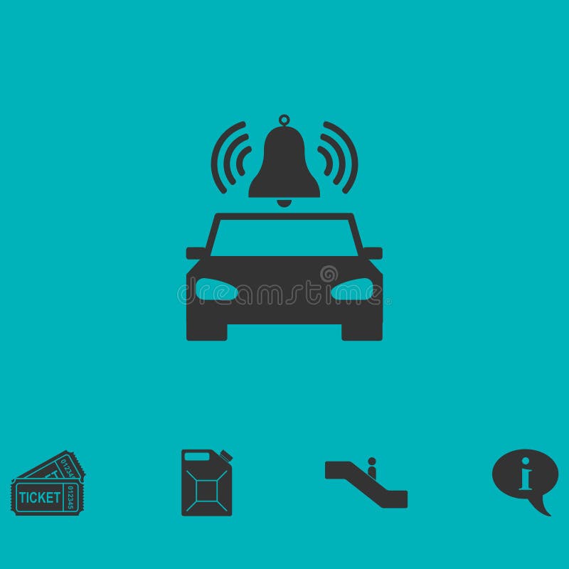 Car alarm icon flat stock vector. Illustration of color - 137902415