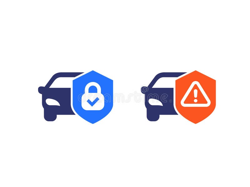 Car Alarm, Protection Icon with a Lock Isolated on White Background ...