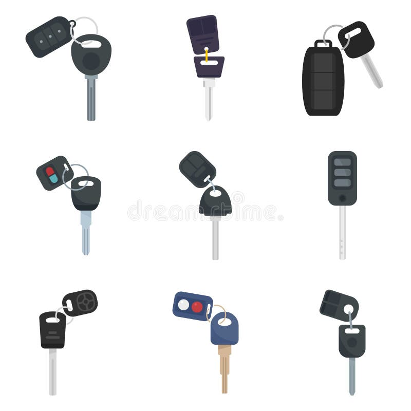 Car Alarm System Icons Set Flat Vector Isolated Stock Vector ...