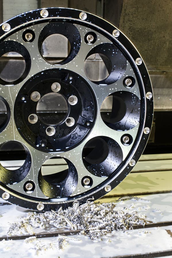Car Alloy New Rim Milling and Machine Process by CNC Lathe Stock Photo ...