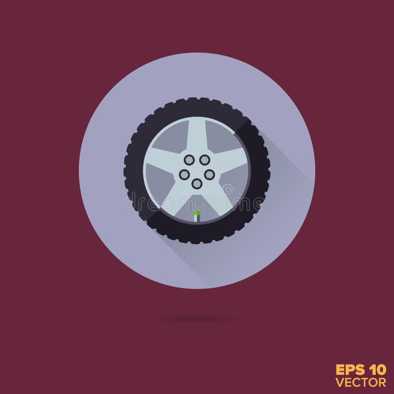 Car Alloy Wheel Flat Design Vector Icon Stock Vector - Illustration of ...
