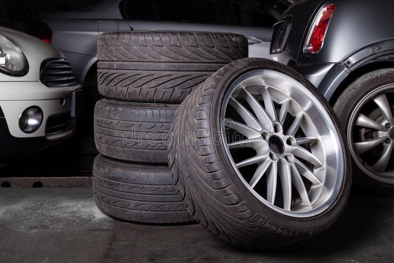 Car Alloy Wheels with Tires for a Luxury Car Stock Image - Image of ...