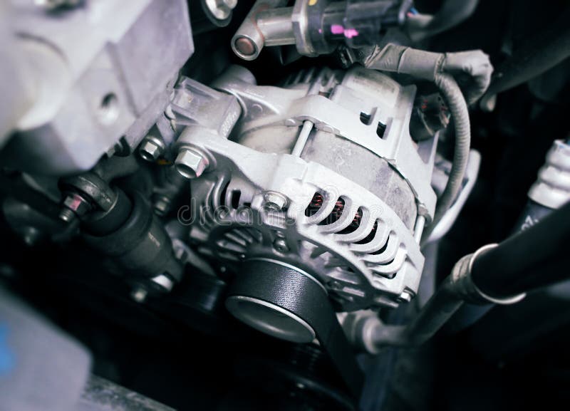 Car Alternator or Generator in a Car Engine Compartment Stock Image ...