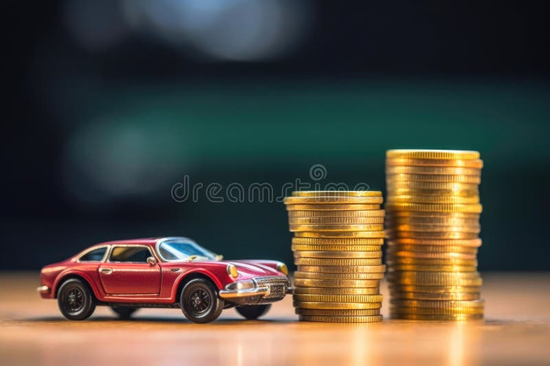 Car Amongst Coin Stacks. Generative AI. Stock Illustration ...