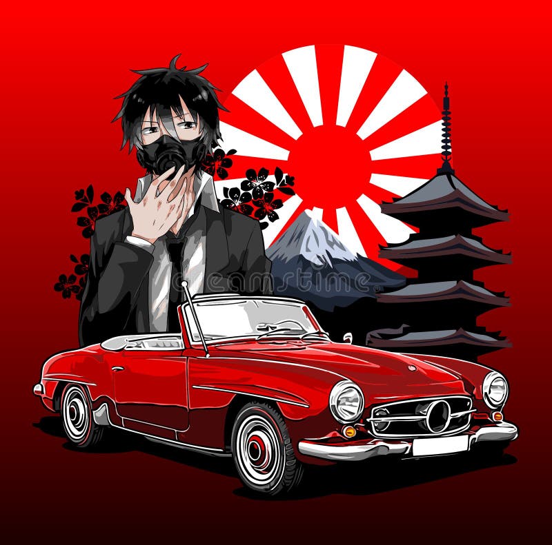 Car and anime background stock vector. Illustration of cartoon - 264046680