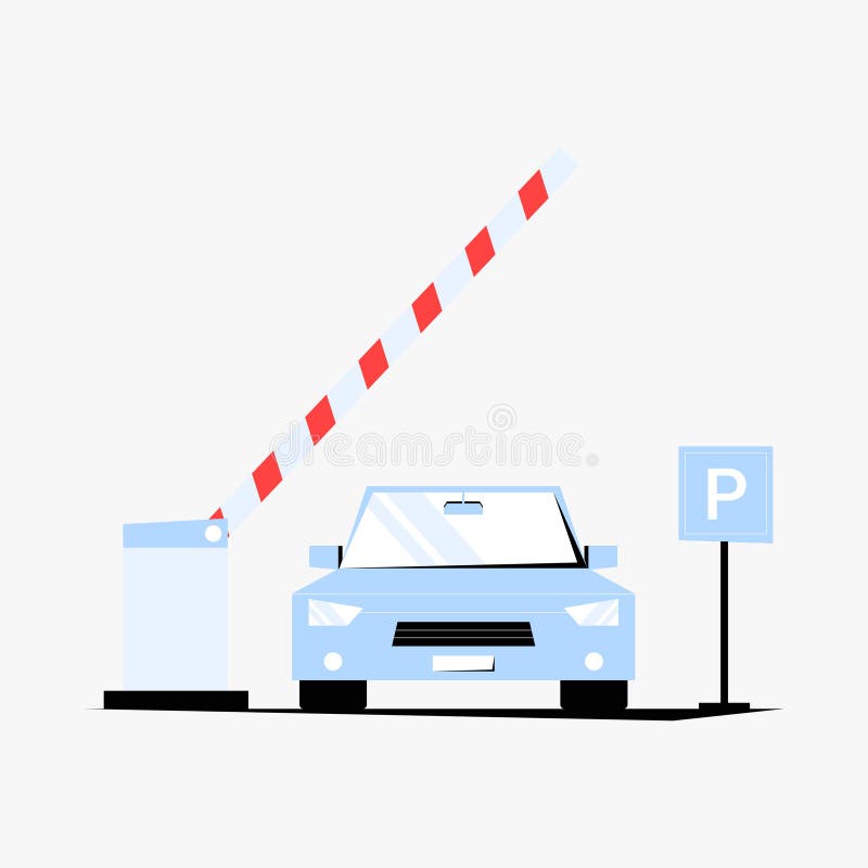 Car at Parking Barrier Gate in Flat Vector Illustration Symbolizing ...