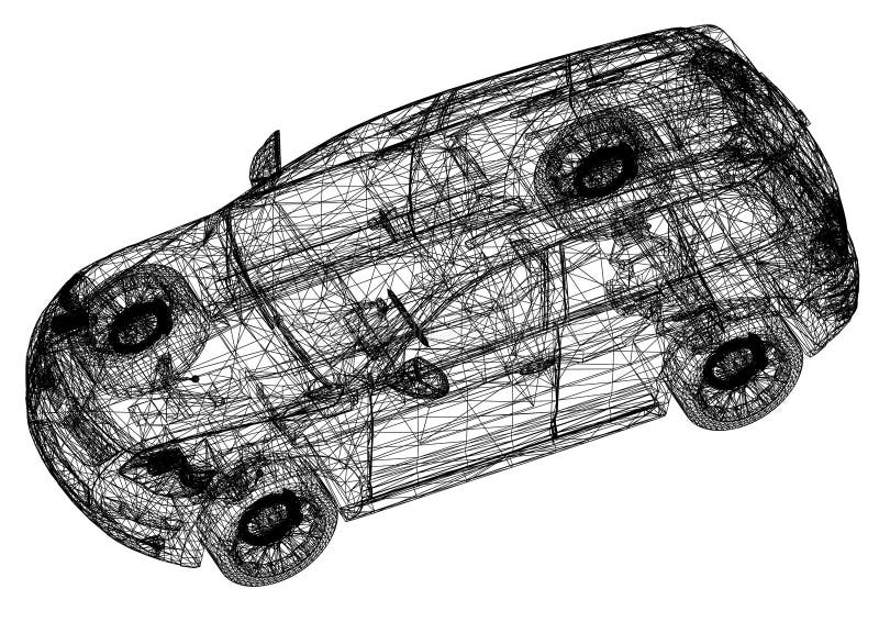 Car Architect Blueprint - Isolated Stock Illustration - Illustration of ...