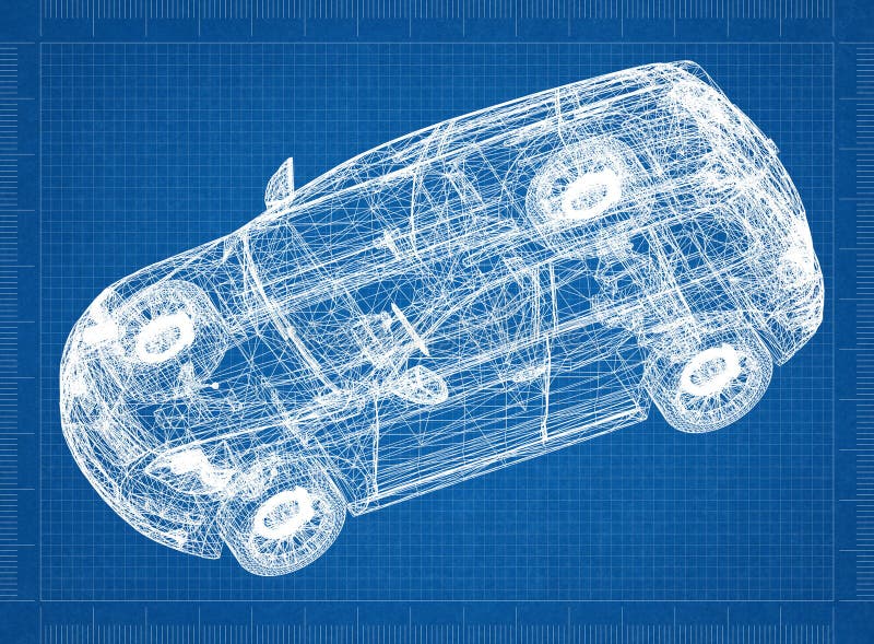 Car Architect blueprint stock illustration. Illustration of background ...