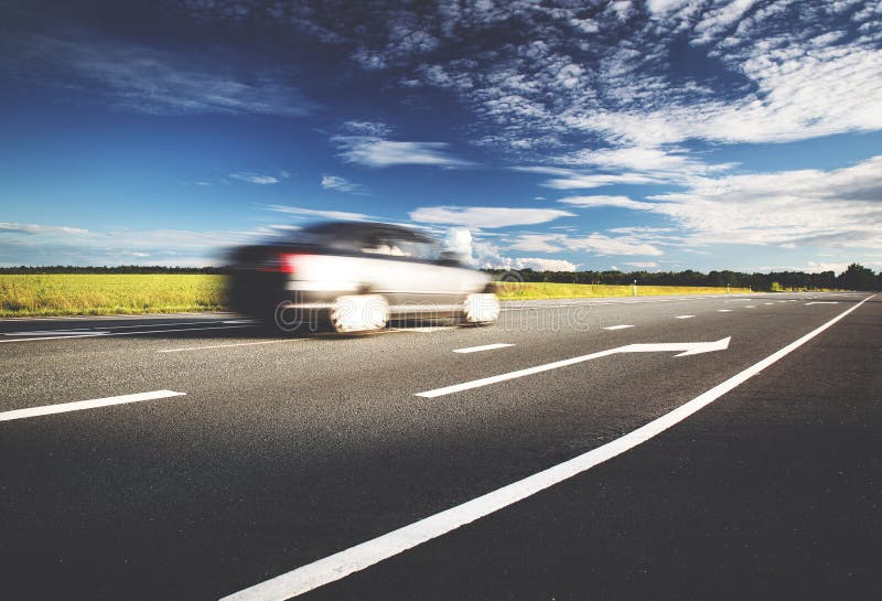 Car on Asphalt Road in Beautiful Spring Day Stock Image - Image of ...