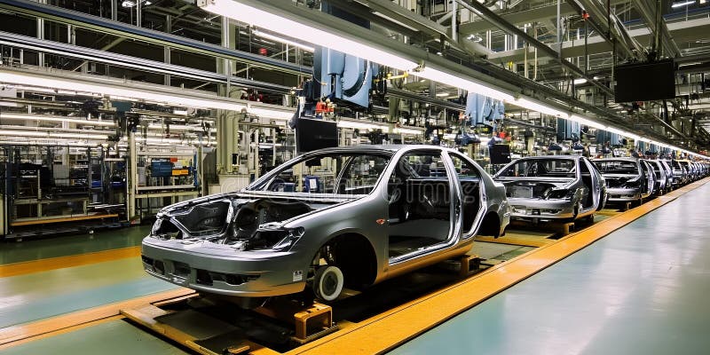 Car Assembly Line in Progress Stock Illustration - Illustration of ...