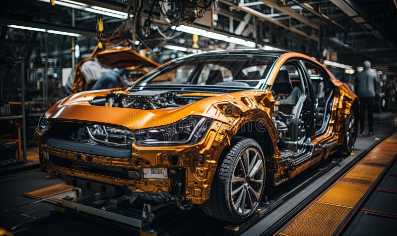 Car Assembly Process in Factory Stock Image - Image of line, mechanical ...