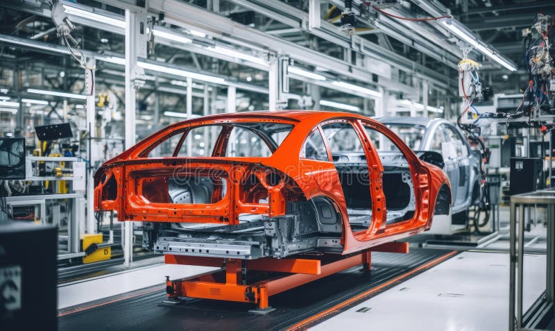 Car Assembly in Progress stock illustration. Illustration of line - 296930626