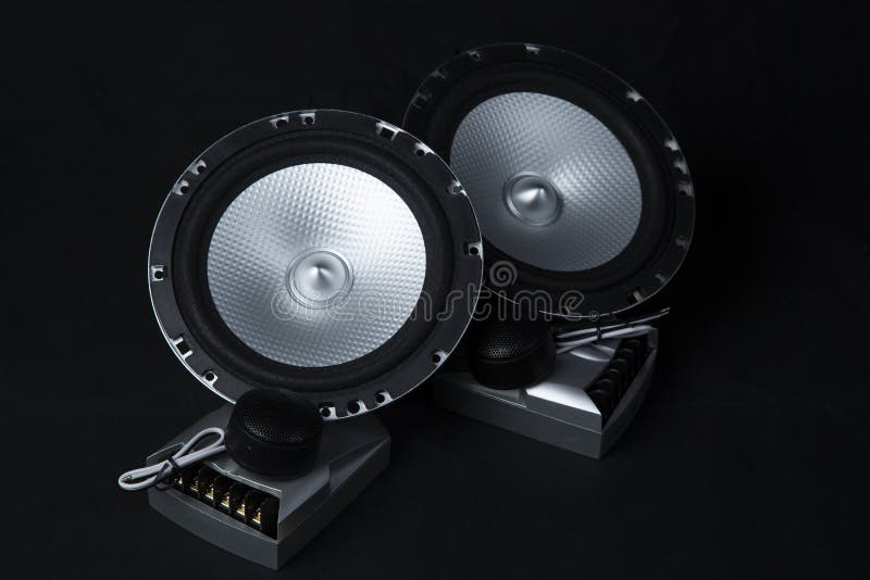 Car Audio System on a Black Background.Subwoofer Stock Image - Image of ...