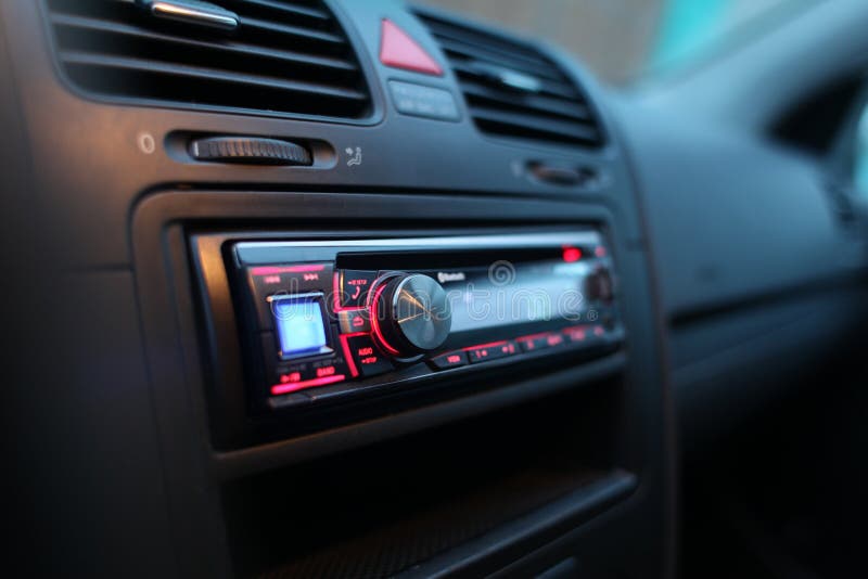 Car audio stock photo. Image of dashboard, blue, contemporary - 35443064