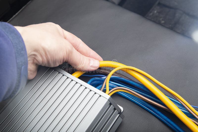 Car Audio System. Installing the Audio System on the Car Stock Photo ...