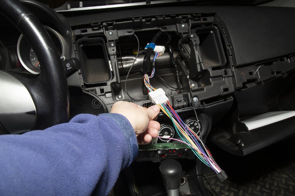 Car Audio System. Installing the Audio System on the Car Stock Photo ...